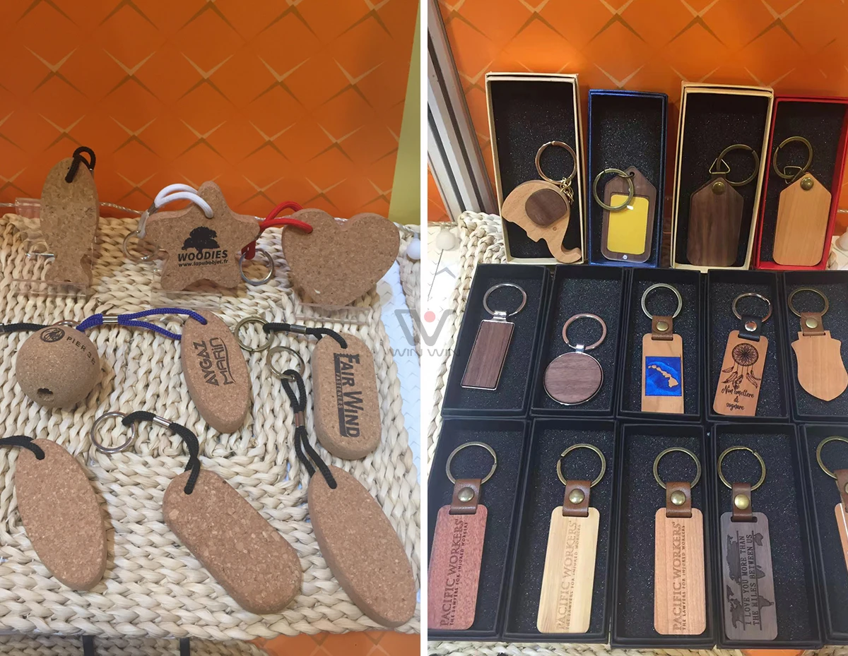 Koa Walnut Wood Leather Keychain - Custom Made Promotional Gift