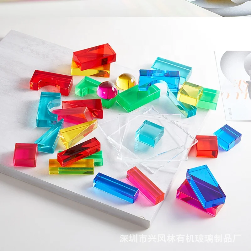 Wholesale Rainbow Translucent Acrylic Cuboid Blocks Acrylic Building ...