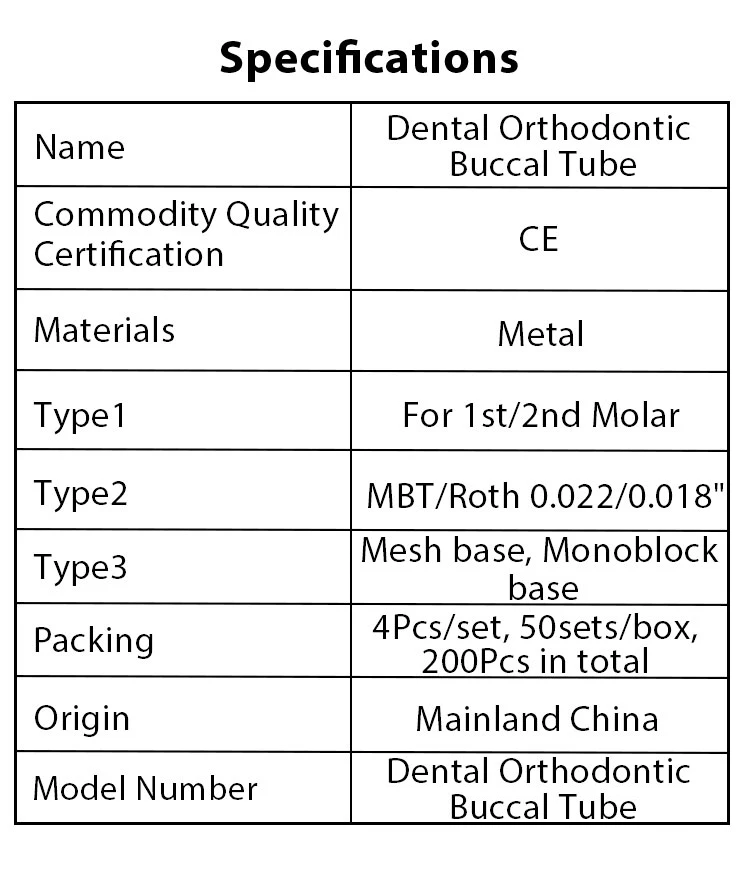 Dental Orthodontic Buccal Tubes 1st Molar Bondable Monoblock Non ...