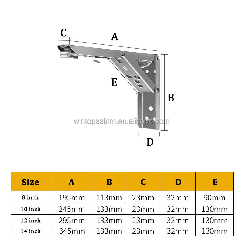 Folding Table Shelf Bracket Bench Triangle Adjustable Stainless Steel L ...