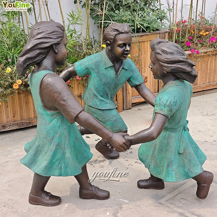 Park Decor Brass Children Playing Sculpture Customized Bronze Metal Boy ...