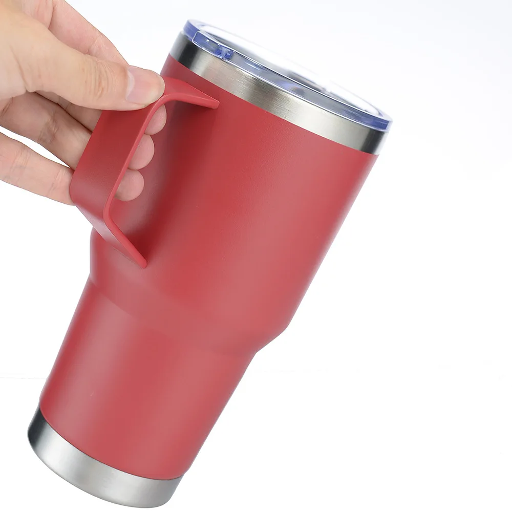 Reusable 30oz Stainless Steel Tumbler With Handle and Straw Vaccum ...