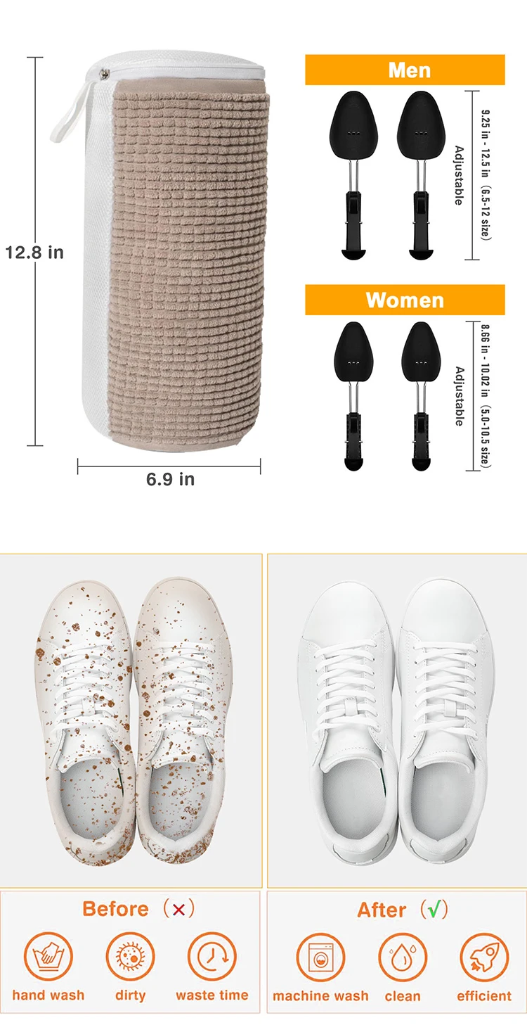 Customizable Size 360 Degree Cleaning Adjustable Two Shoe Supports for ...