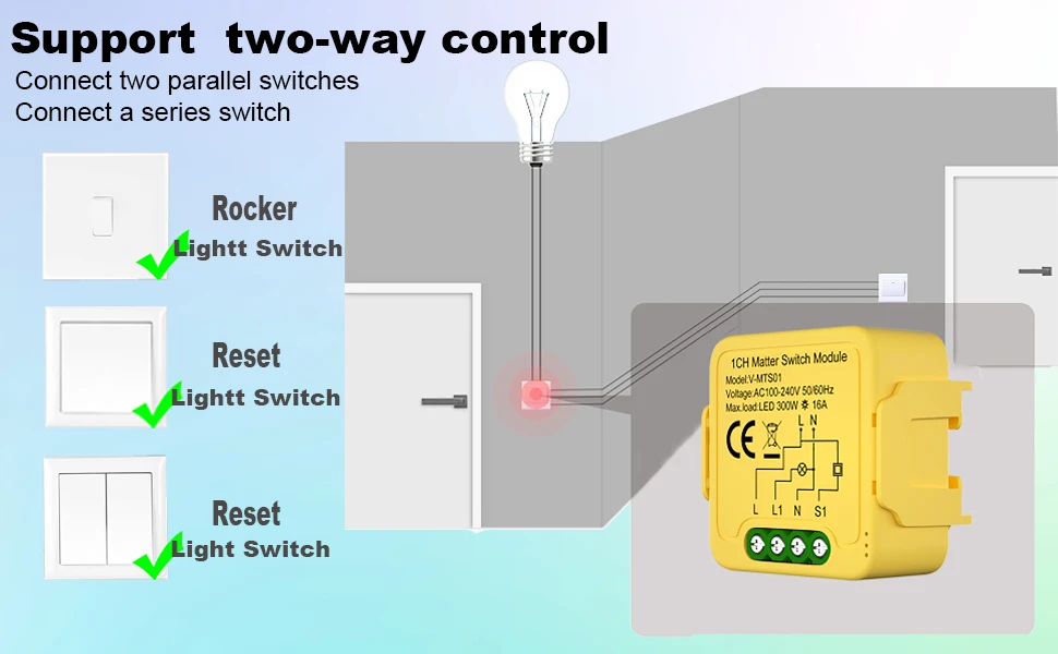 Matter Smart Switch Module 16A - DIY Light Relay Control