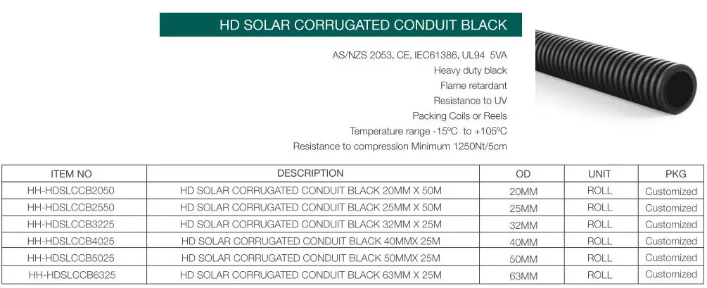 Heavy Duty Solar Corrugated Conduit Pvc Pipes Flexible Conduit Pipe ...
