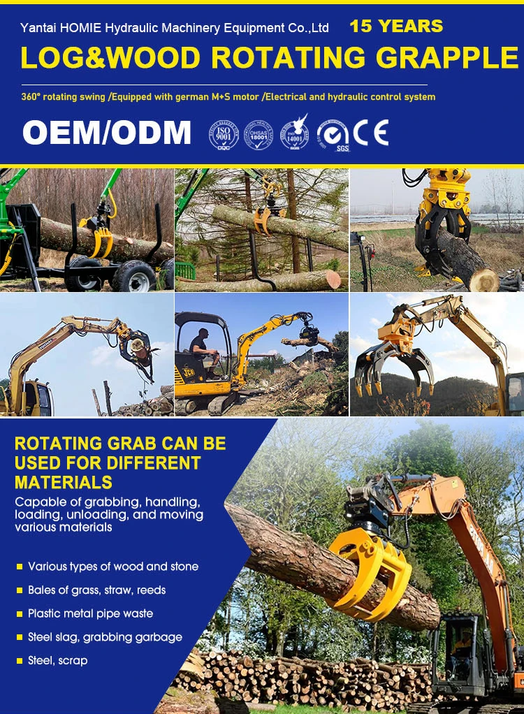 Mini Excavator /loader Log Rotating Grapple For Sale Stone Wood Grapple ...