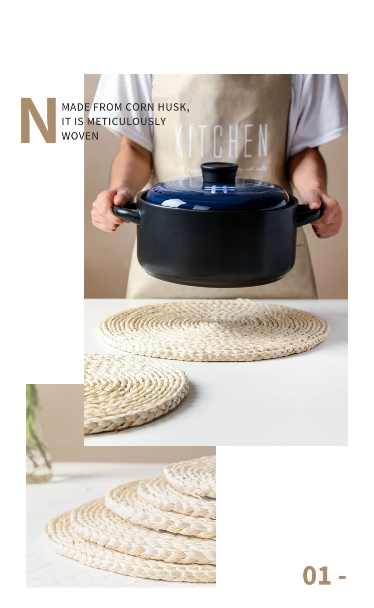 Tabletex Corn Husk Placemat New Design Handmade Straw Woven Round Table ...