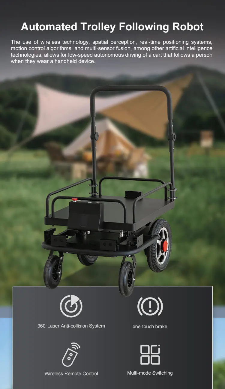 FOLO-200 Heavy Duty 100KG Four-wheel Cargo Trolley Automatic Human ...