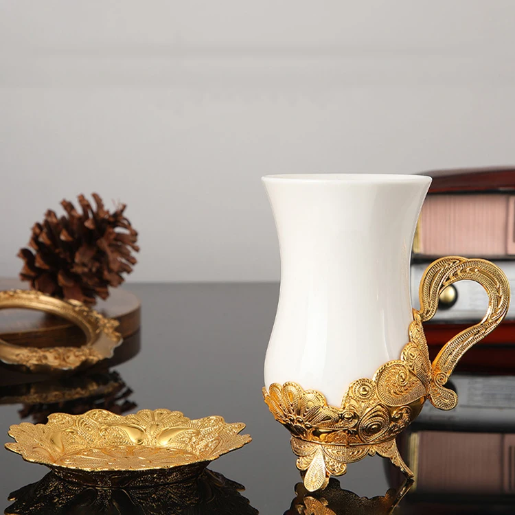 Luxury Gold Porcelain Turkish Coffee Cup & Saucer Set - Oem