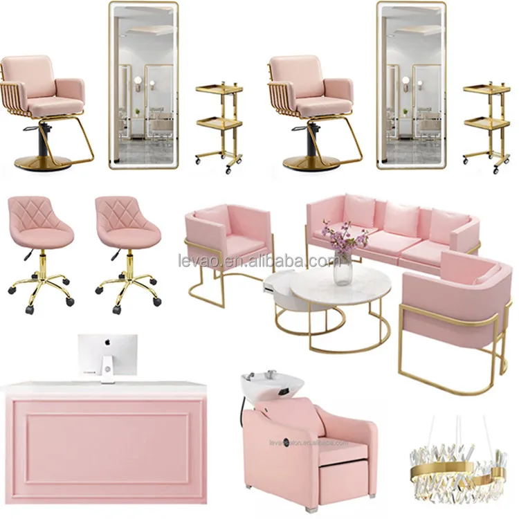 Salon Furniture Set Salon Package Lady Hair pink Styling Chair for ...