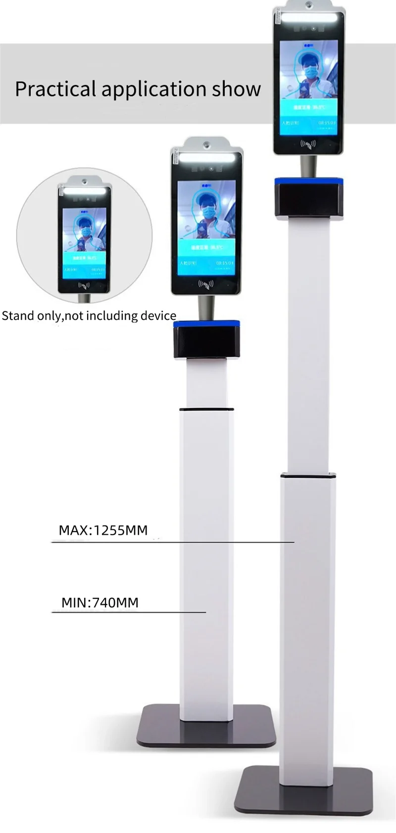 Height Adjustable Thermometer Stand Kiosk For Face Recognition - Buy ...