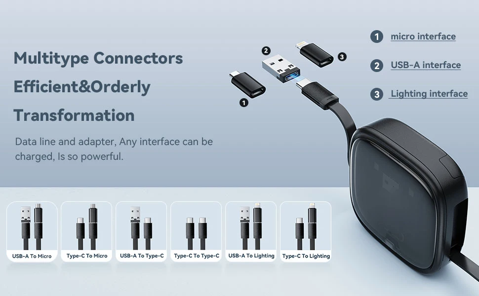 Retractable Usb Adapter Cable Conversion Storage Box Usb Type C To ...