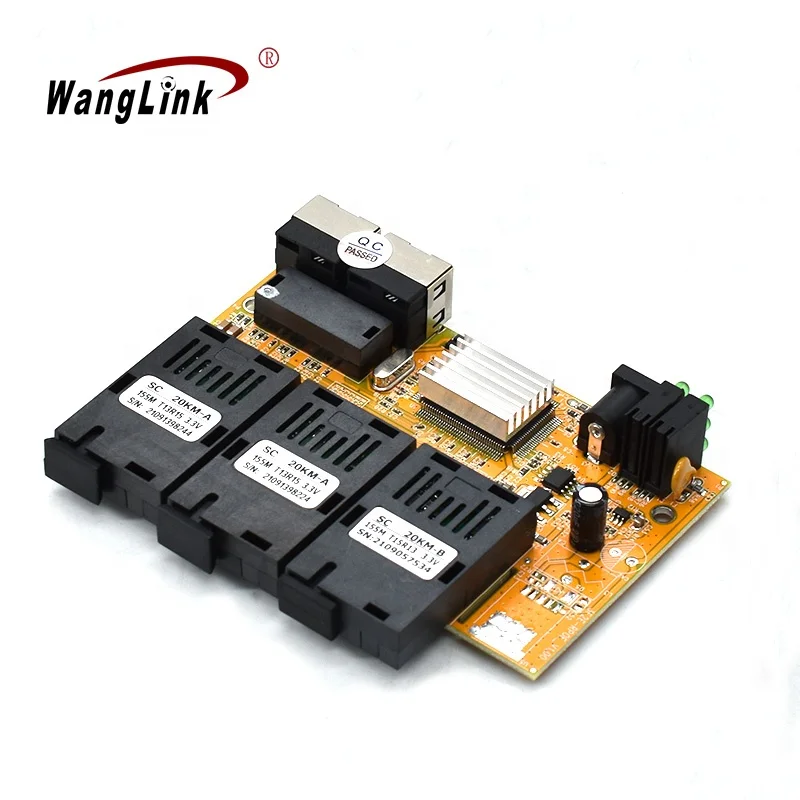 Wanglink 12V/24V 3F2E Passive POE Media Converter PCB 10/100M 3 RJ45 2 ...