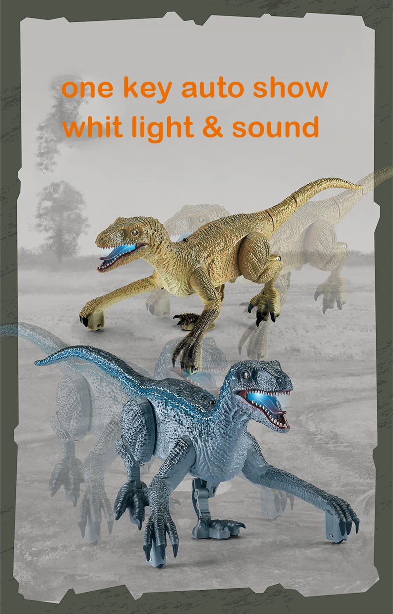 LONGXI Remote Control Velociraptor Dinosaur Toys for Kids