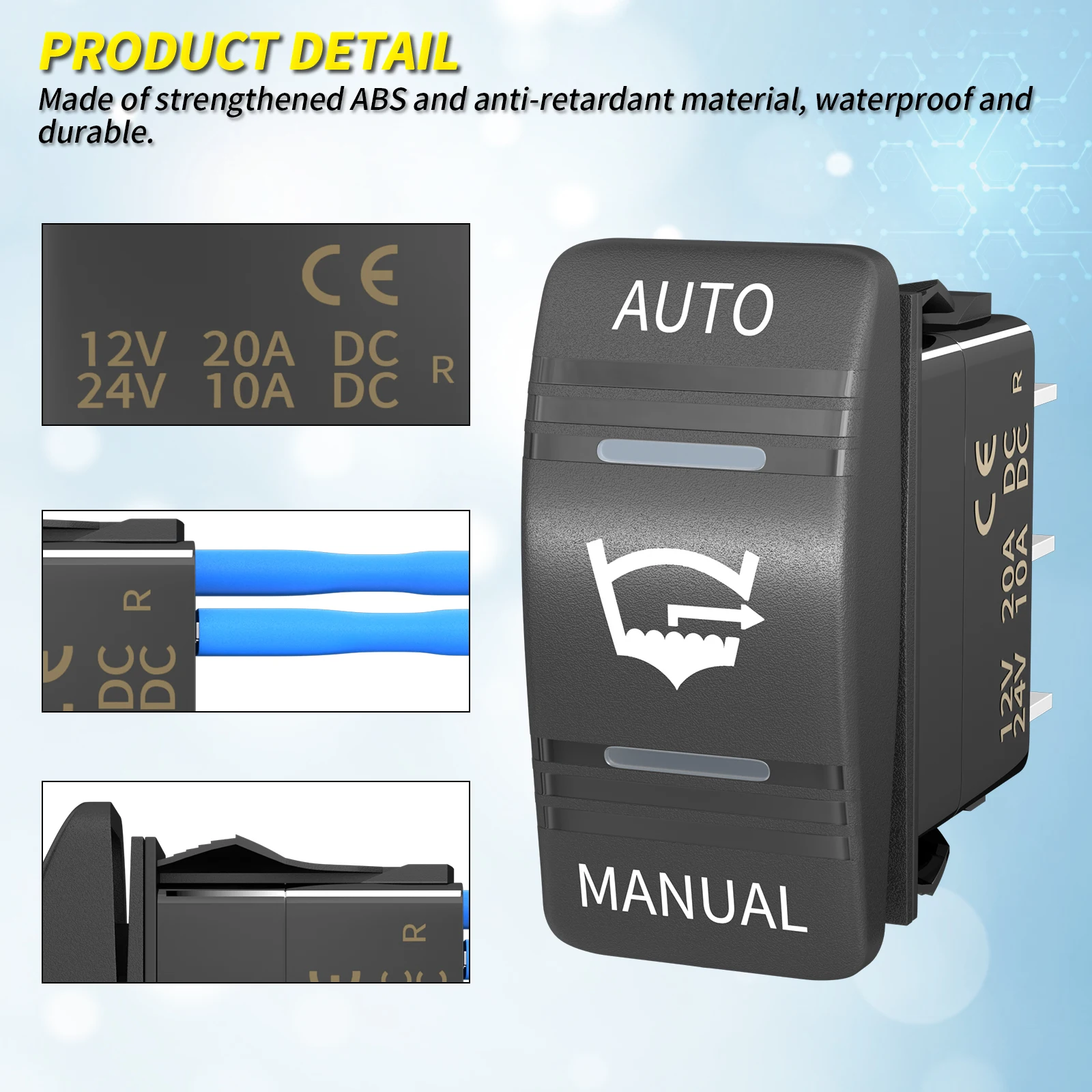 1 Gang Aluminum 20A AUTO+Pump Pattern+MANUAL 12V 3 Position Marine ...