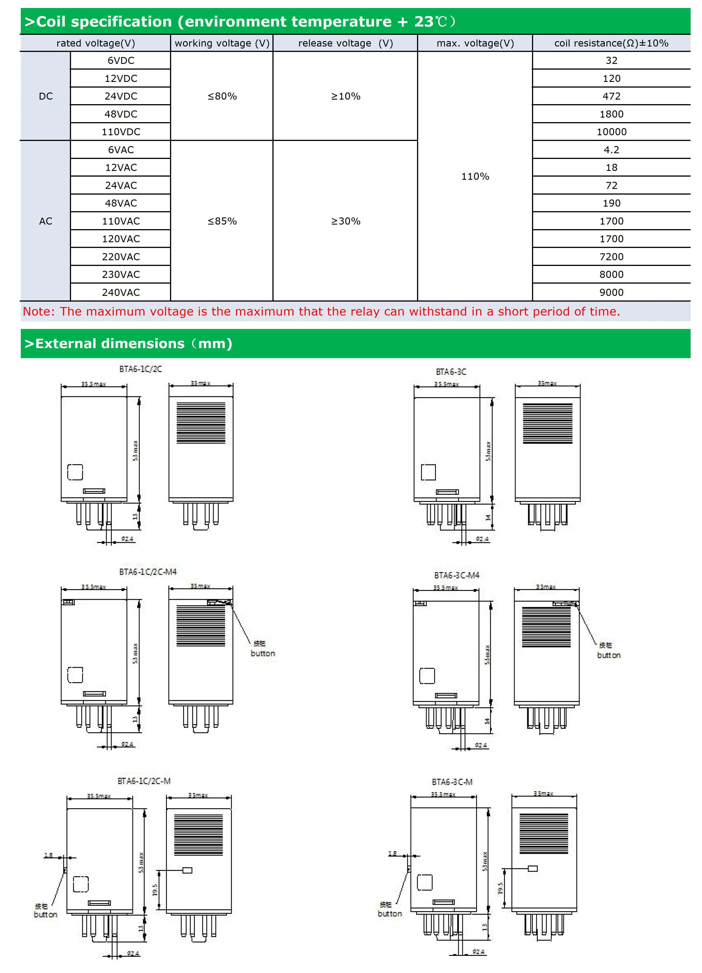 Mgrelay Bta6-2c 8pin 12vdc High Power Industrial Relay 16a Dpdt General ...