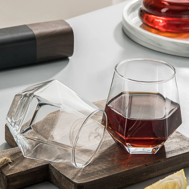 Wholesale 10oz Hexagonal Glass Drinking Glassware Whiskey Drinkware ...