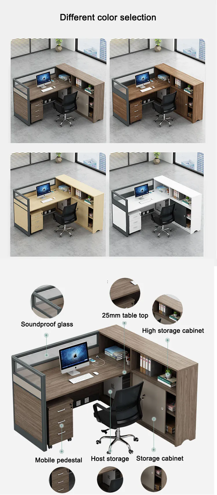 Modern Cubicle Executive Office Desk - 1 Person Workstation