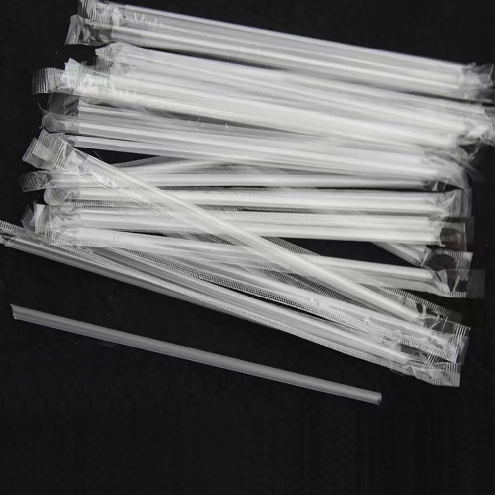 Disposable Fruit Juice Clear Plastic Straw Individually Wrapped Pp ...