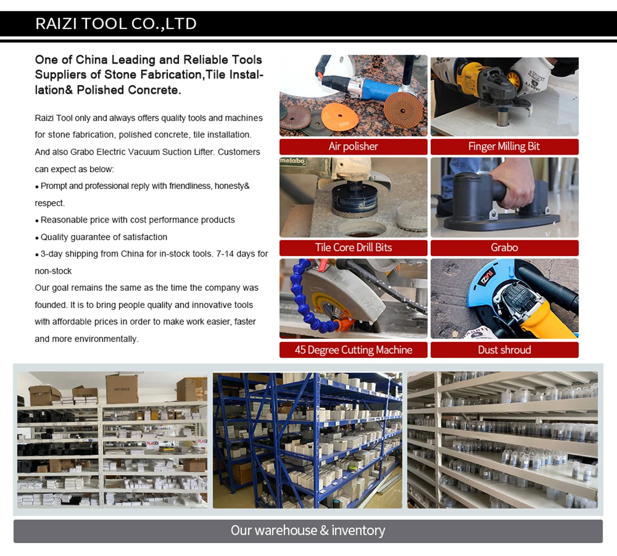 Raizi Vacuum Brazed Diamond Router Bits for Stone & Granite