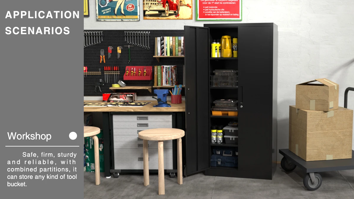 Office Metal Garage Storage Cabinet Steel Filing Cabinet With 2 Doors ...
