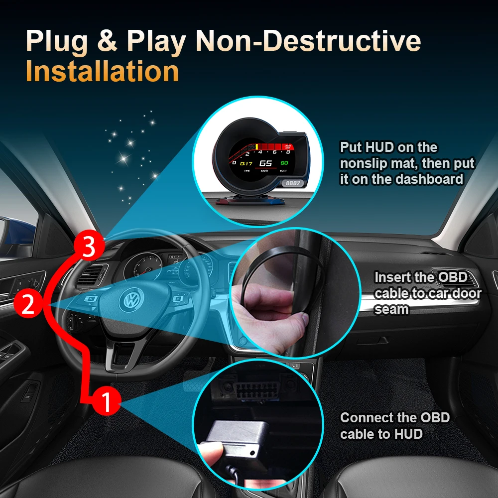 Multi Function Auto Gauge F8 Automotive HUD Head up Display Car ...