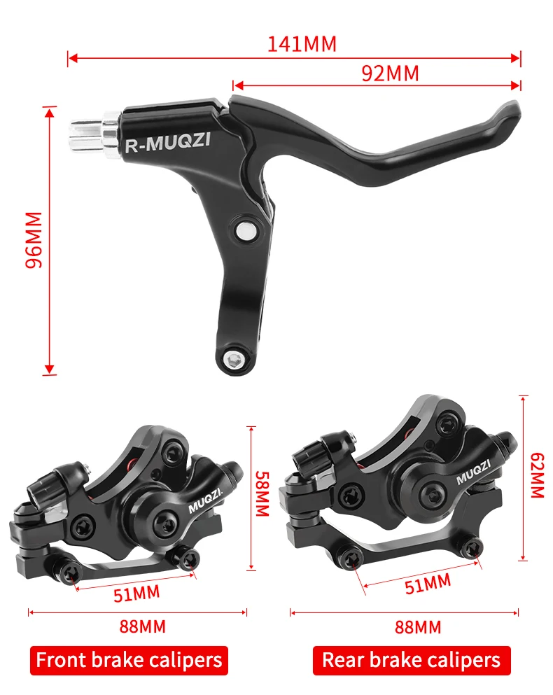 MUQZI Mountain Road Bike Brake Caliper Set - 140mm, 160mm, 180mm