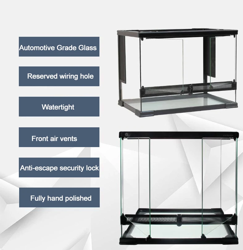 Reptile Glass Terrarium - Full View & Top Screen Ventilation