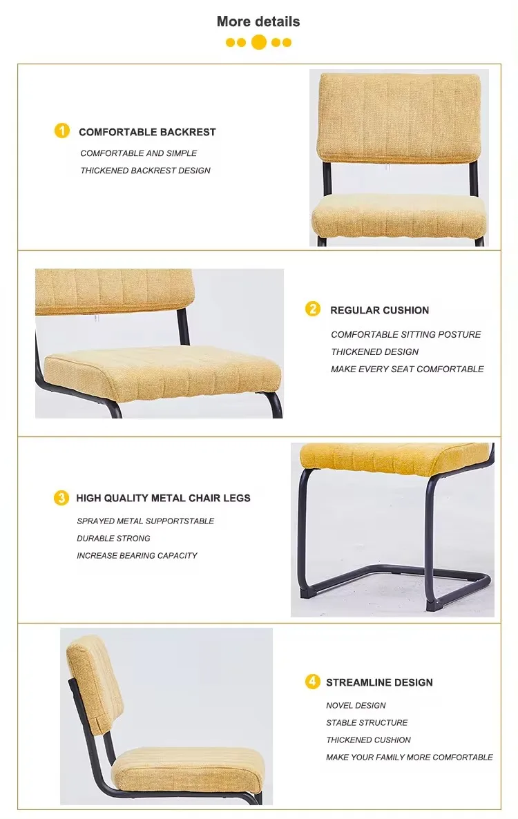 Japanese And Korean Dining Chairs Black Metal Legs Upholstered Dining ...