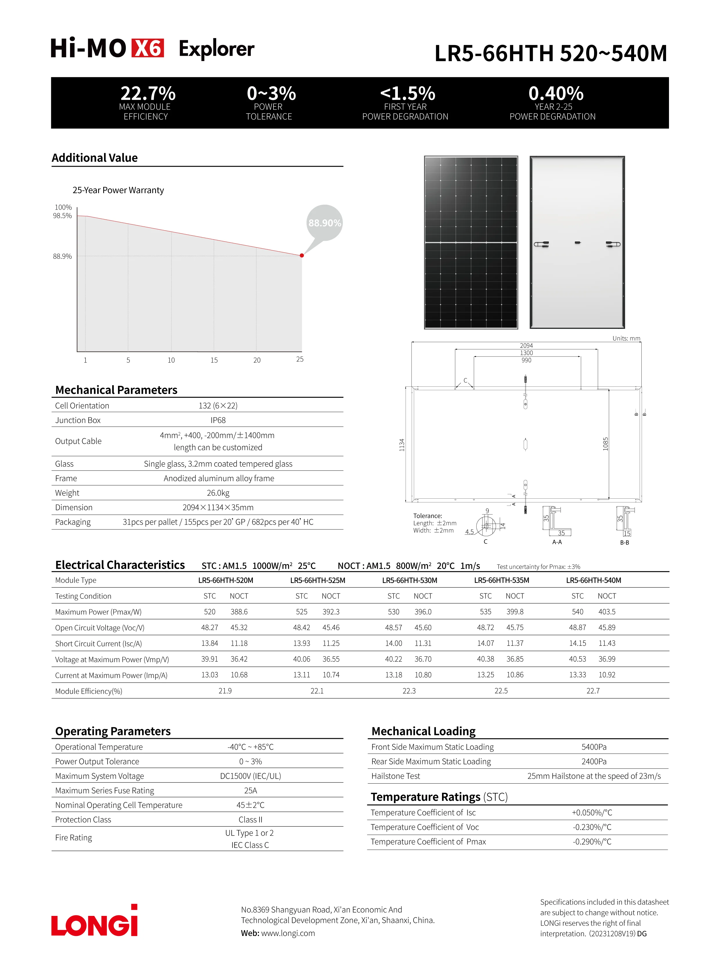 Longi PV Modules Hi-Mo X6 Explorer - 520-540W Solar Panels