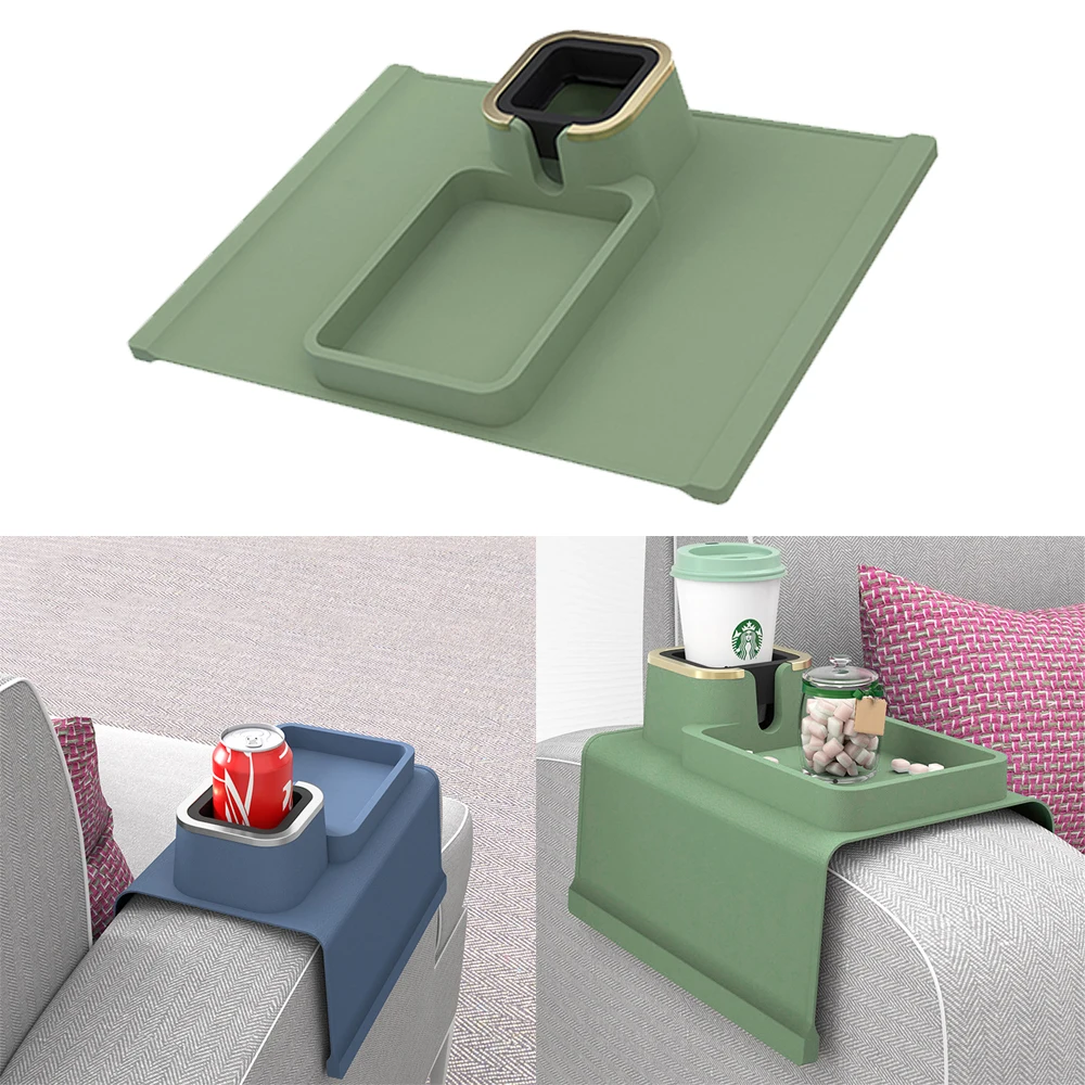 Coffee Tea Beverages Anti-spill Sofa Armrest Tray Couch Cup Holder Tray ...
