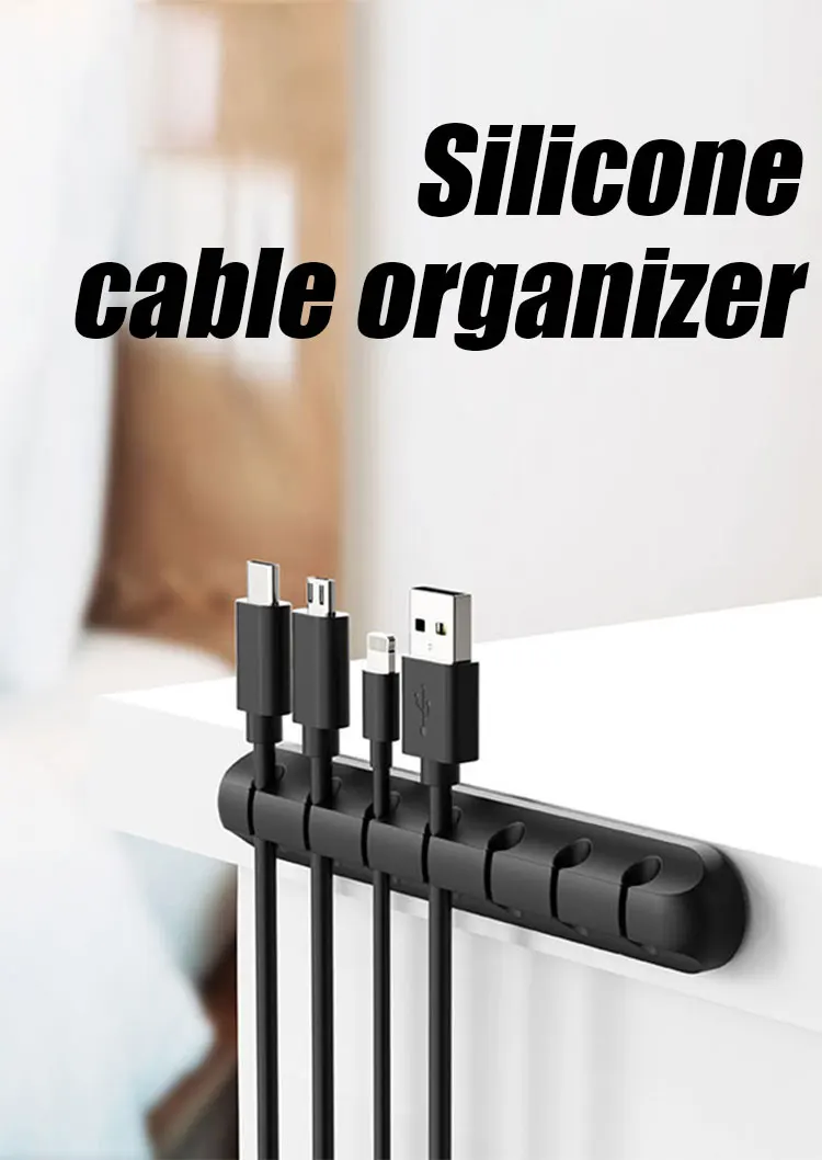 Office Desk Desktop Plastic Cable Organizer Holder Self-adhesive Data ...