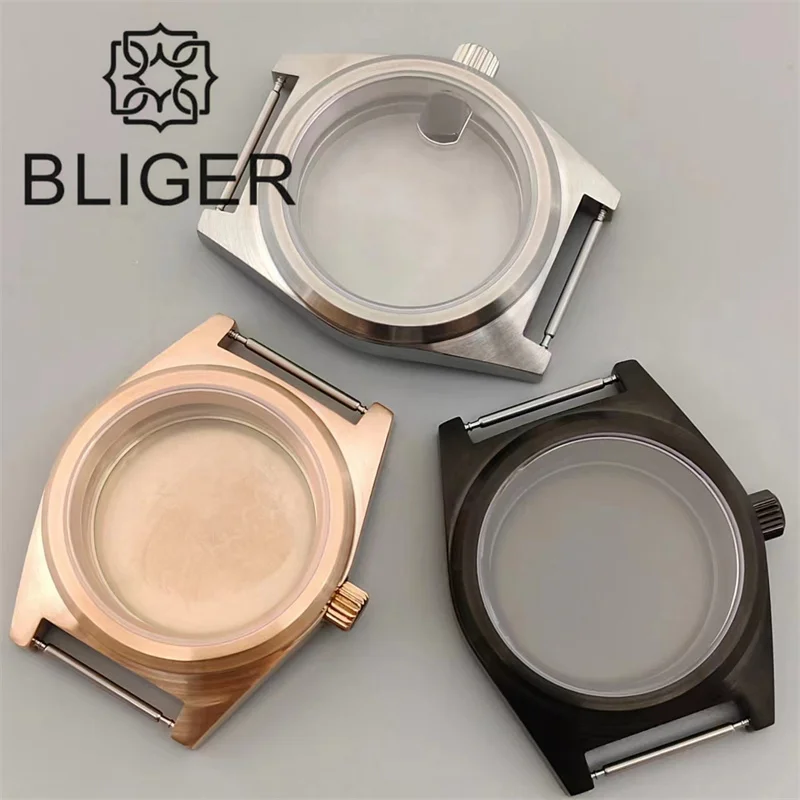 BLIGER 38MM Stainless Steel Silver Black Rose Gold Flat Sapphire Glass ...