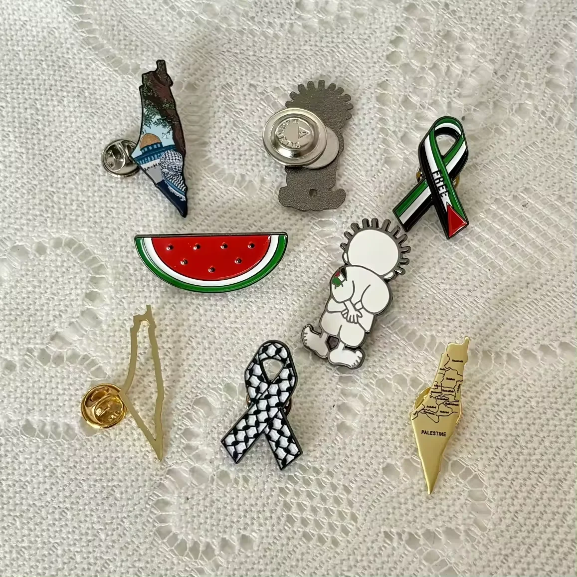 Free Palestine Flag Pin Map Design Enamel Palestine Pin Badge Gold ...