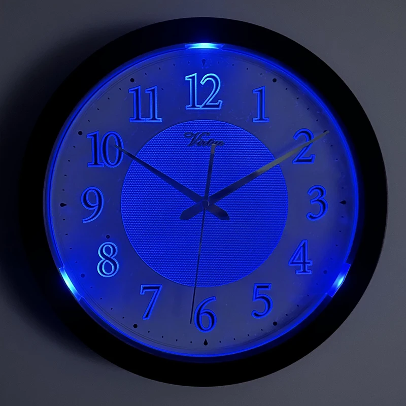 Silent Elegant Lighted Clock Wall LED Night Light Luminous Wall Clock ...