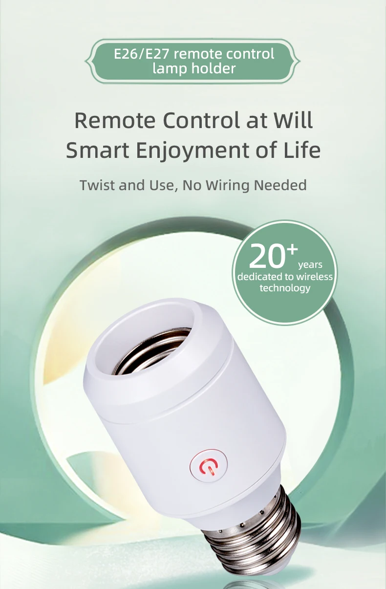 Mini Remote Control Light Bulb Socket Wireless Light Switch for Pull ...