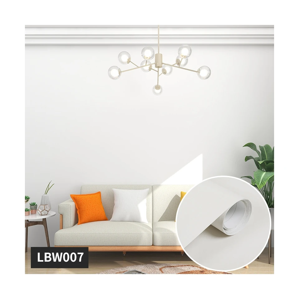 White Plain Color Pvc Peel And Sticker Fabric Wallpaper Removable ...
