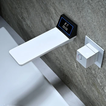 Creative Wall Mounted Digital Display Basin Faucet Single Handle Brass ...