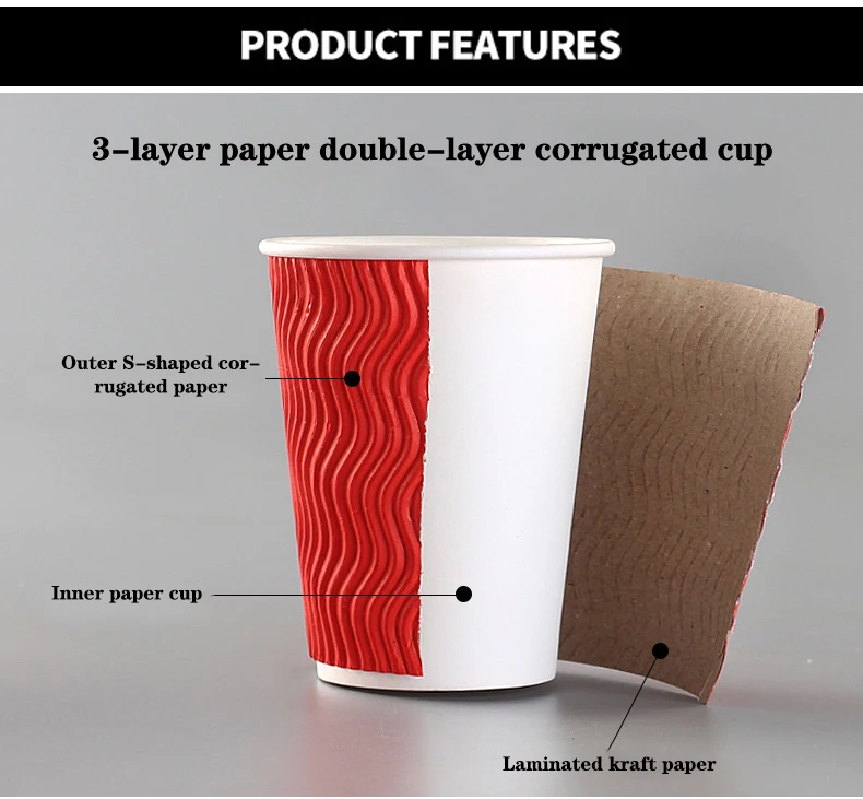 Customized Disposable 8oz 12oz 16oz Insulated Corrugated Paper Cup ...