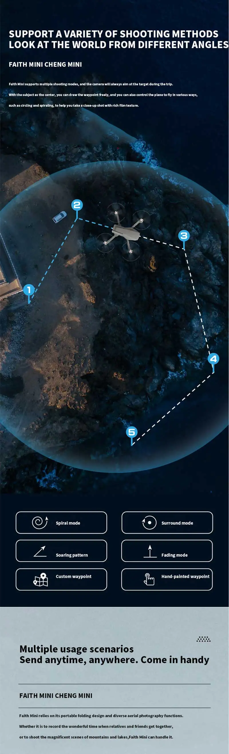 C-fly Faith Mini 3km Long Control Distance Dron 3 Axis Gimble 5g Wifi ...