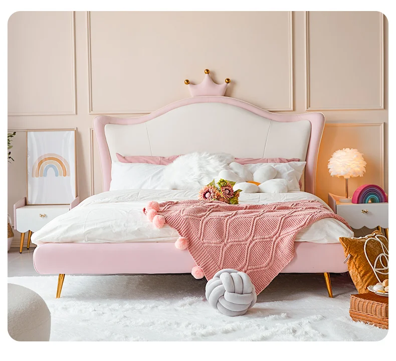 Princess Bedroom Furniture - Crown Design Headboard Storage