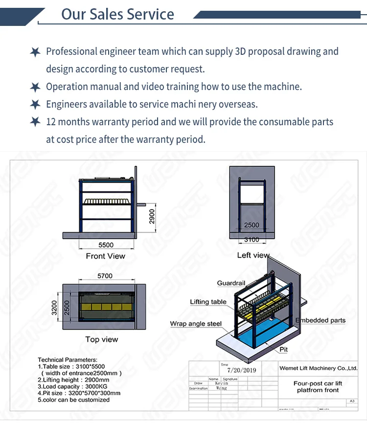 Customizable Electric 4 Post Vehicle Lift Car Elevator Hydraulic Garage ...