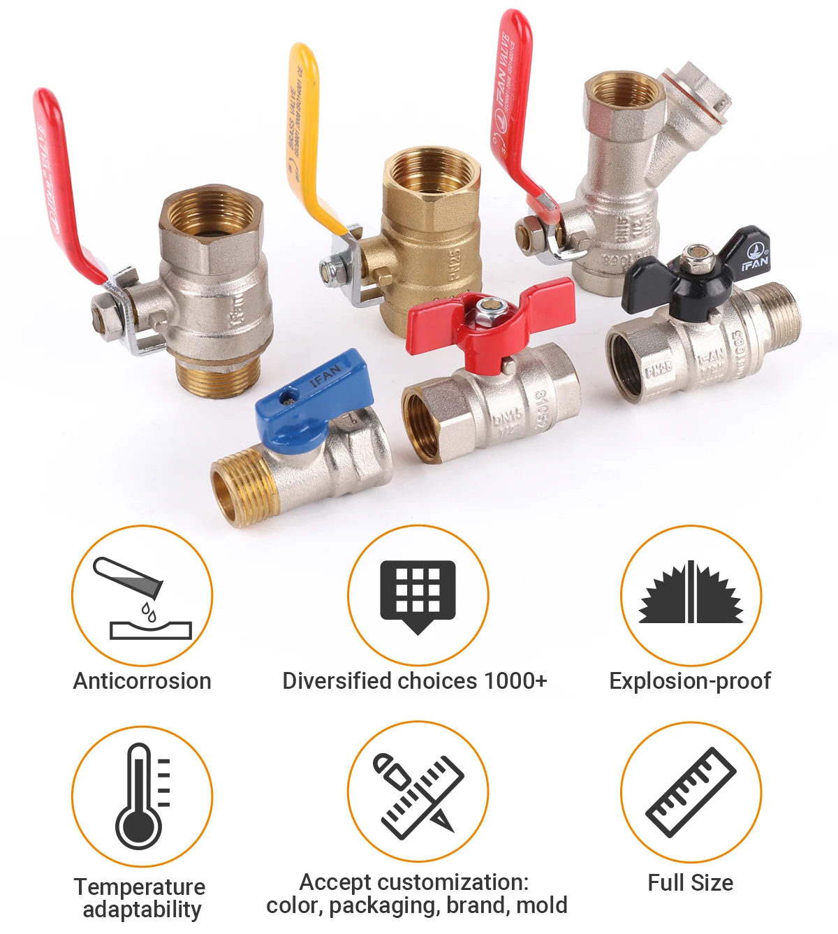 Ifan Cheap Price Forged Male Female Thread Brass Body Ball Valve 1/2"-1 ...