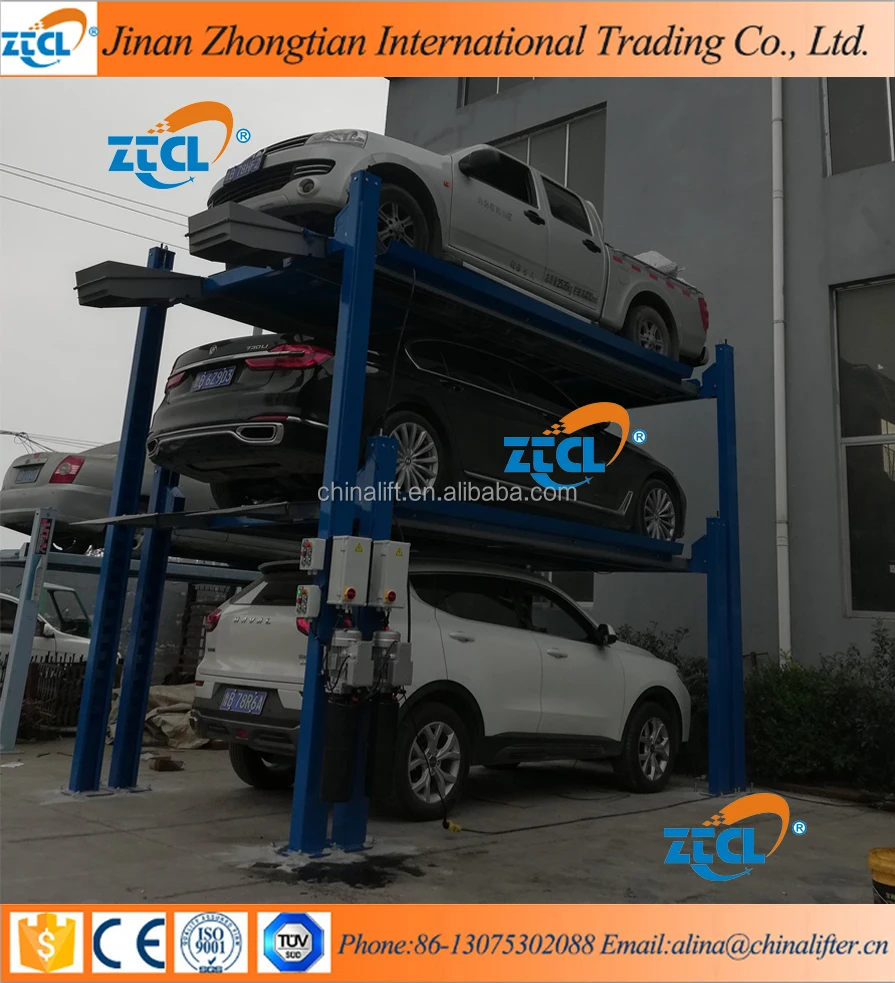 4 Post Triple Stacker Car Parking Lift Car Elevator 4 Post Parking Lift ...
