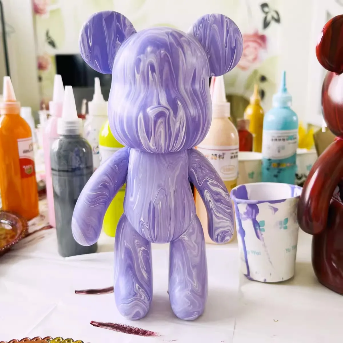 DIY Fluid Bear Model Handmade 23cm Colorful Embryo Violent Bear Fluid ...