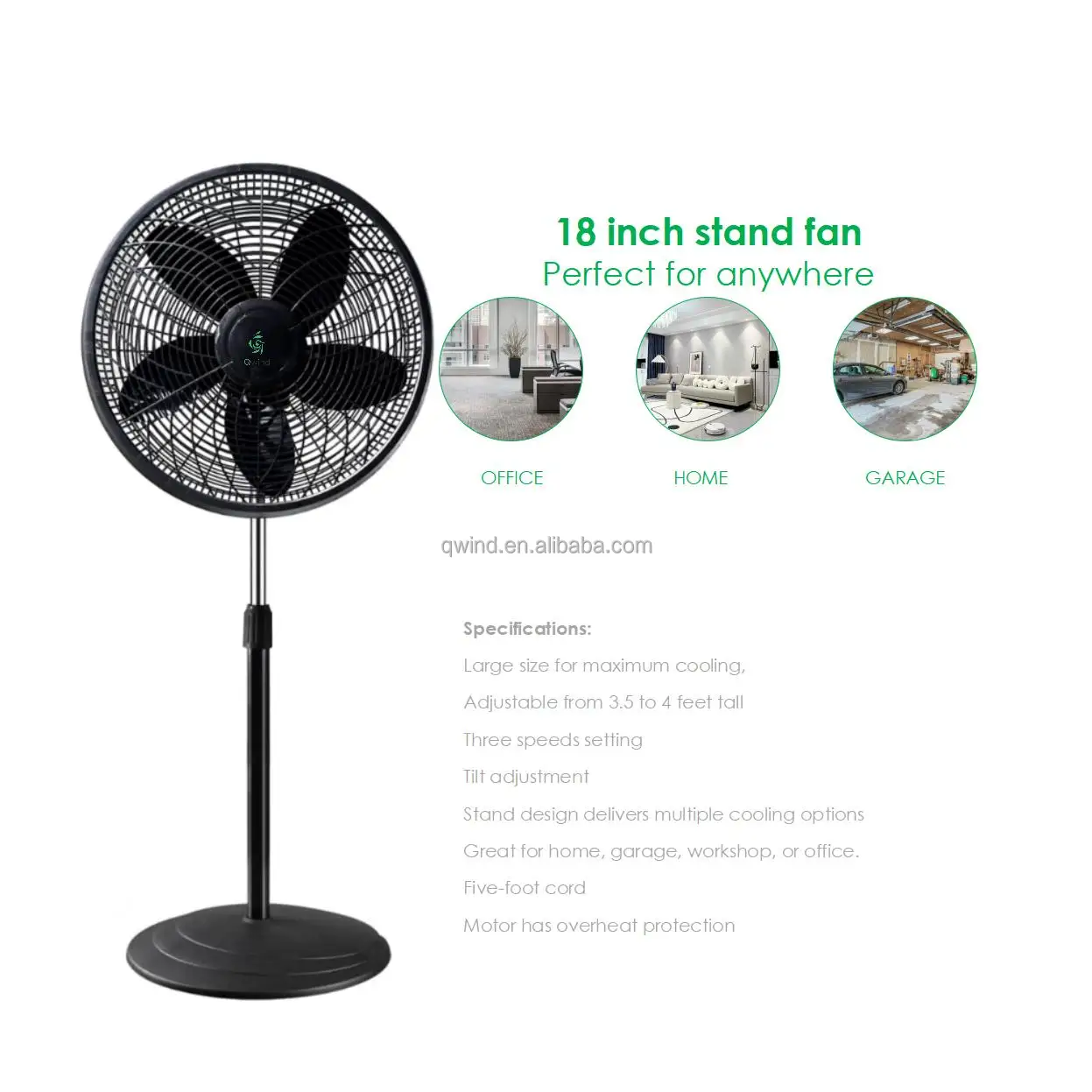 18 Inch High Speed Stand Fan - QWIND OEM 3IN1 Ventilator