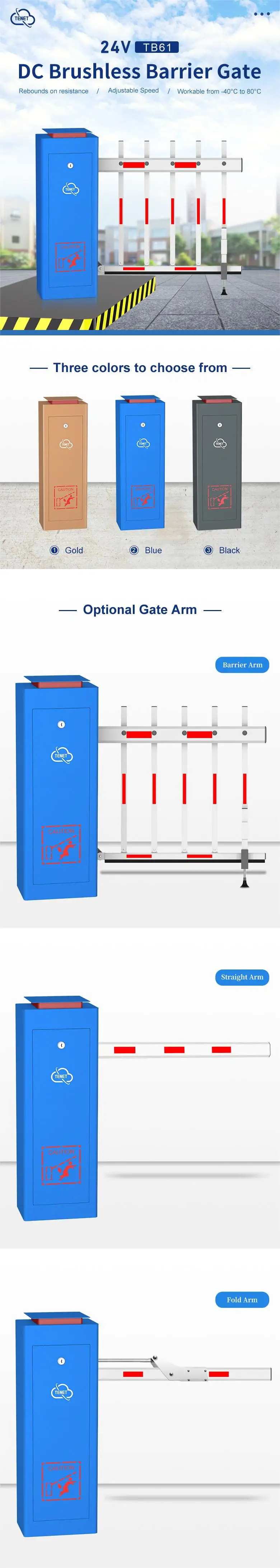 Tenet Tb61 Automatic Vehicle Barrier Servo Motor Straight/ Folding Arm ...
