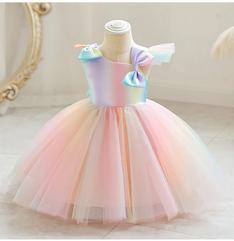 1-6 Years Mini Gown For Party 1st Birthday Flower Girl Fluffy Dresses ...