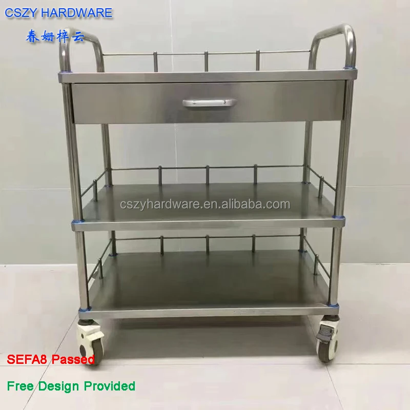 Full Welded #304 Stainless Steel Trolley for Hospital Lab