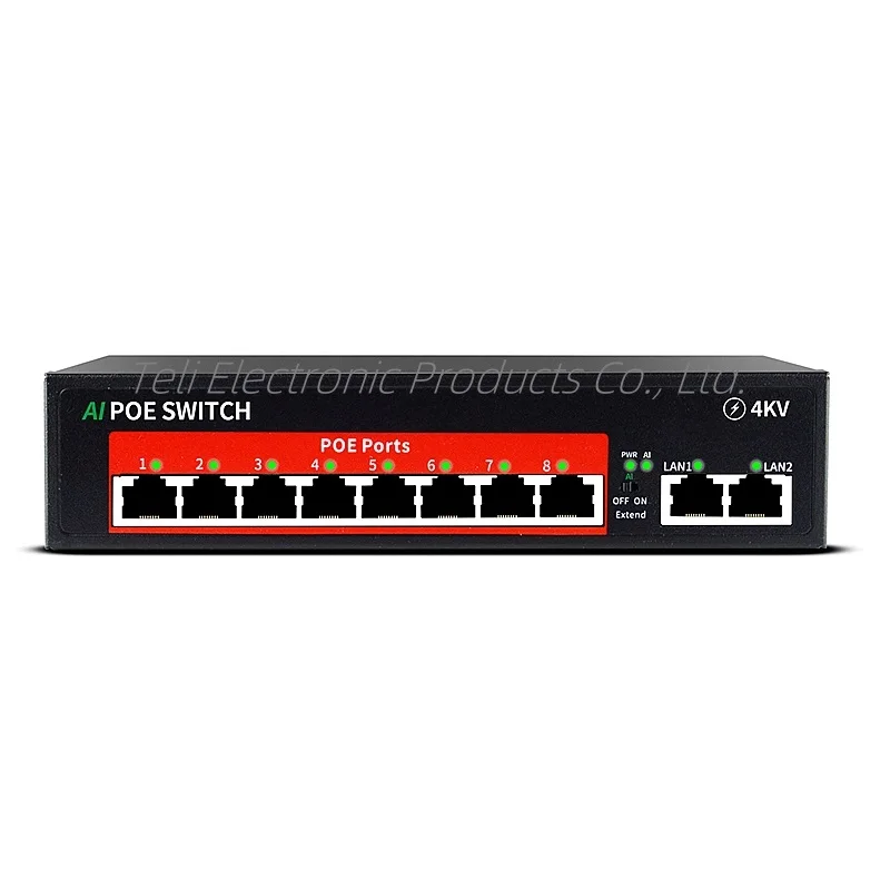 AI 8 Port 48V POE Switch Gigabit SFP IEEE 802.3AF /AT 8 POE Port +2 ...